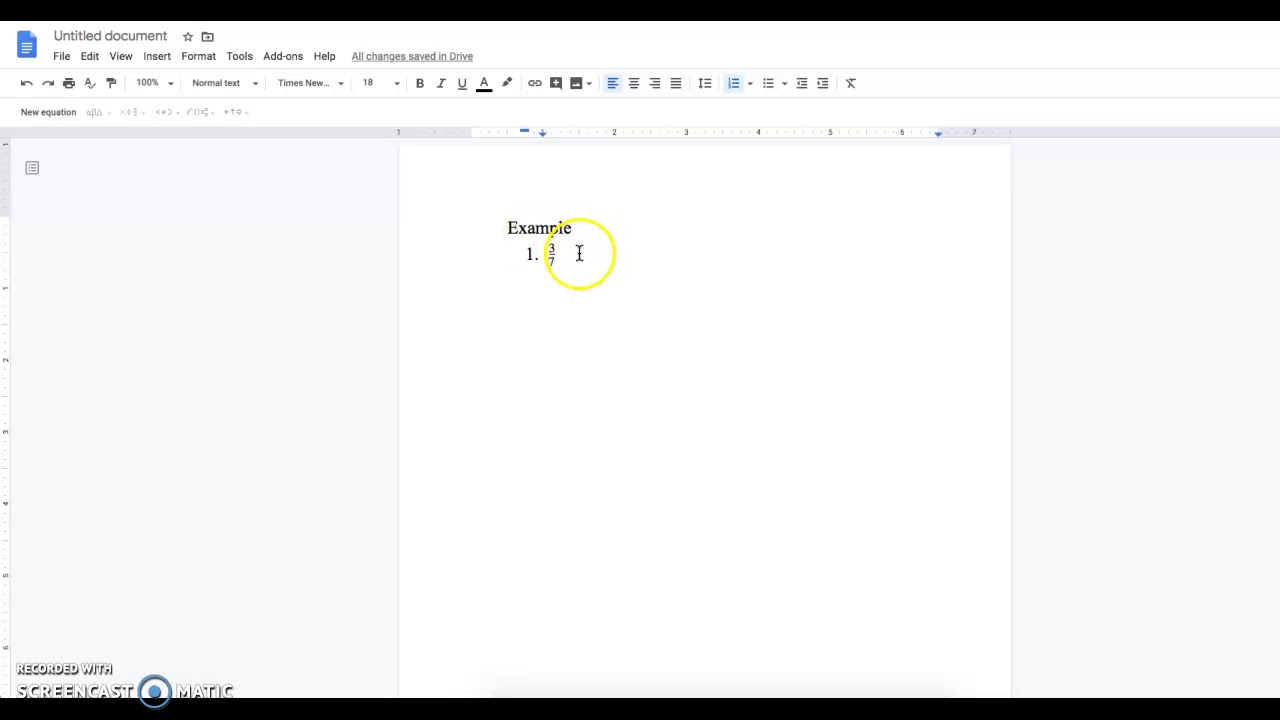 How to use math equations and special characters using a google doc.