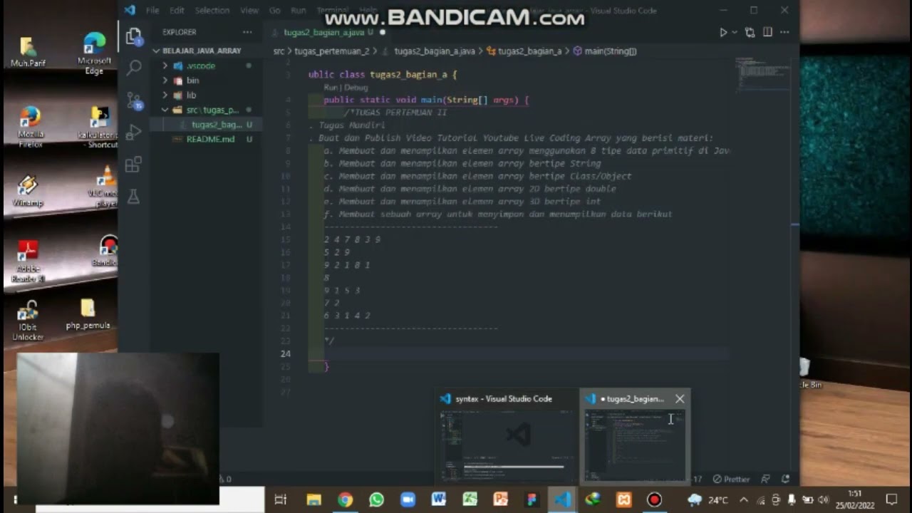 Java - Tutorial | Membuat Array tpe data primitif, string, array 2 dimensi dan 3 dimensi