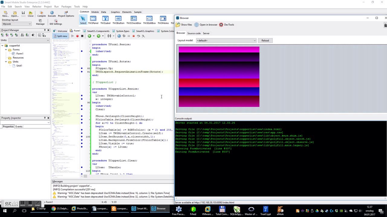 Smart Pascal Amiga-like Copperlist in HTML5