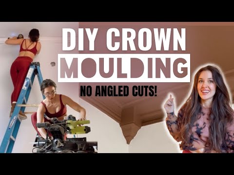 EASY DIY CROWN MOULDING NO ANGLED CUTS // diy ceiling trim