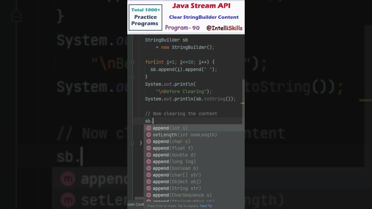 Java Program 90 | How to clear StringBuilder content #Shorts #java #coding #programming