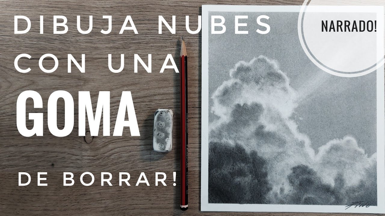 CÓMO DIBUJAR NUBES REALISTAS con una GOMA ⛅ ? (Narrado 🎤  y Súper Fácil )