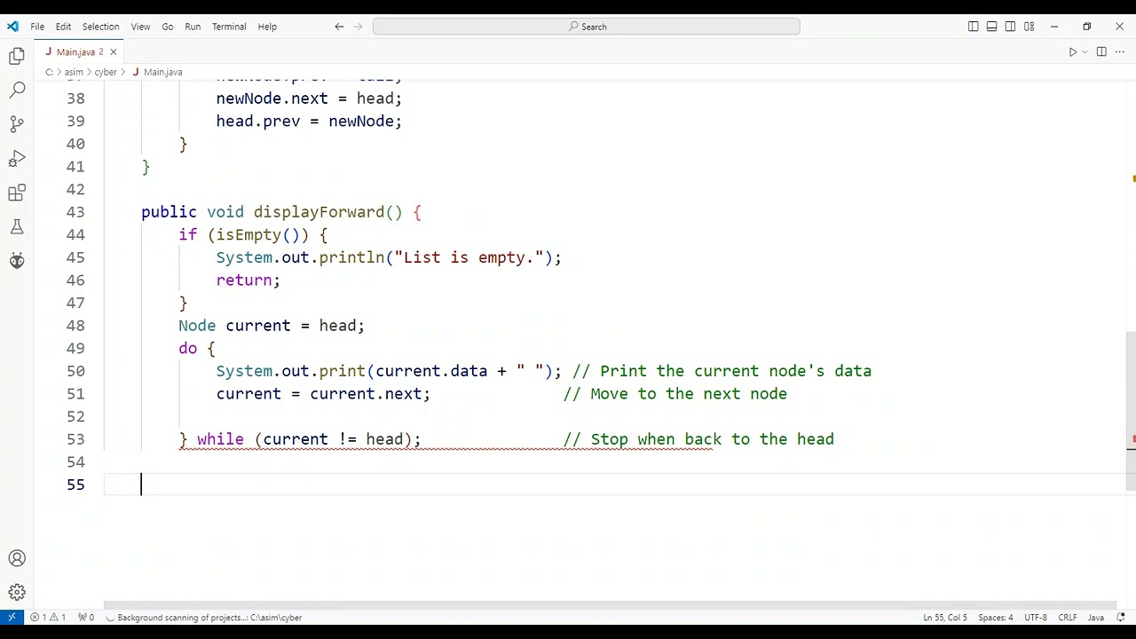 Circular Doubly Linked List in Java