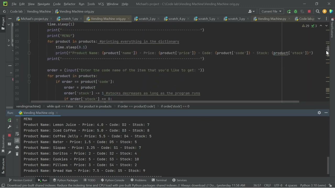 Code Lab - Assessment 2: Vending Machine (Code Breakdown)