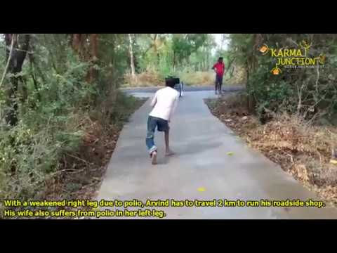 Arvind travels 2 km to run his roadside shop with weakened leg..