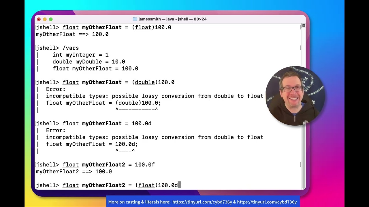 Practical Java: literals, variables, casting and jShell