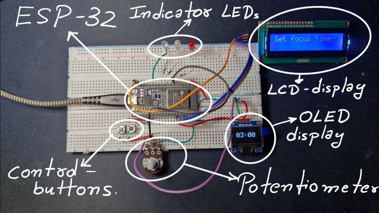 Dual - Display Pomodoro Timer Using ESP 32