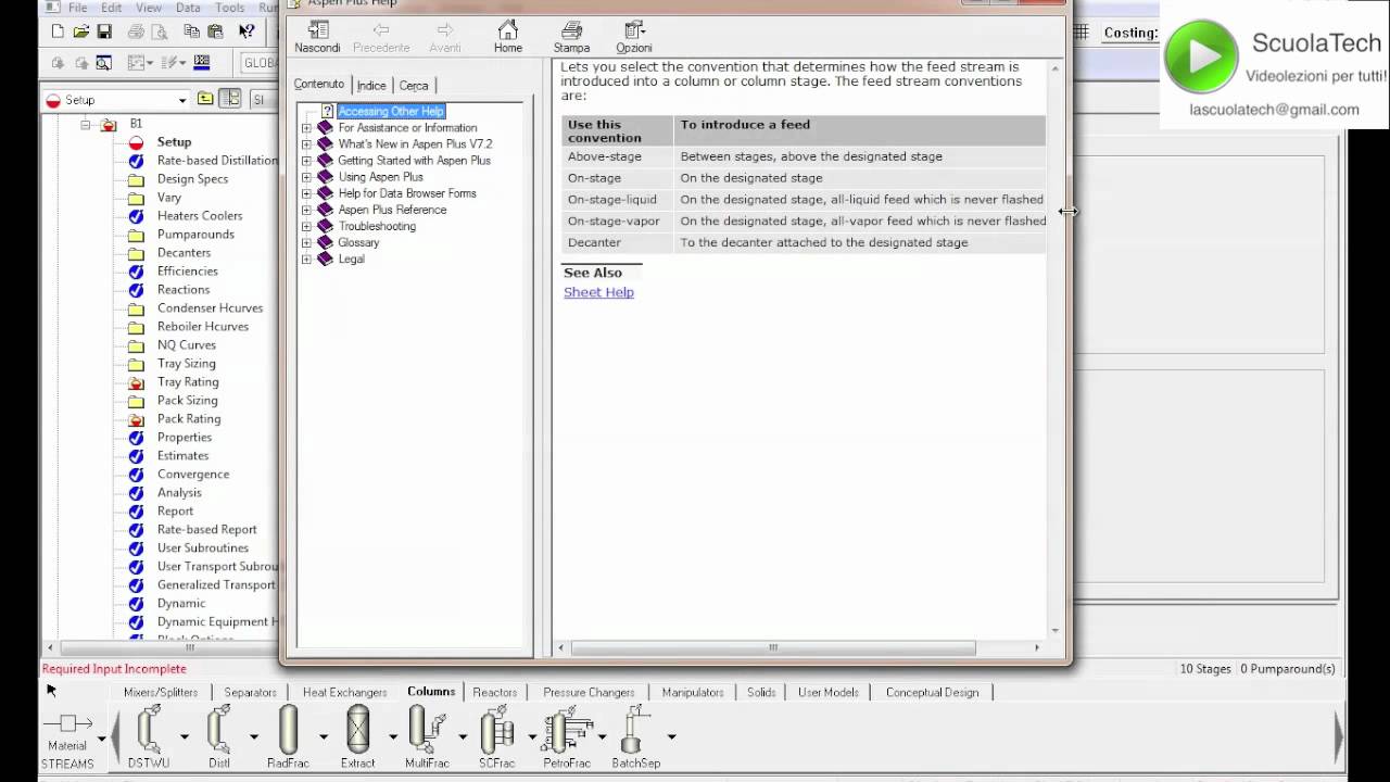 ASPEN PLUS Tutorial: ABSORPTION (by ScuolaTech)