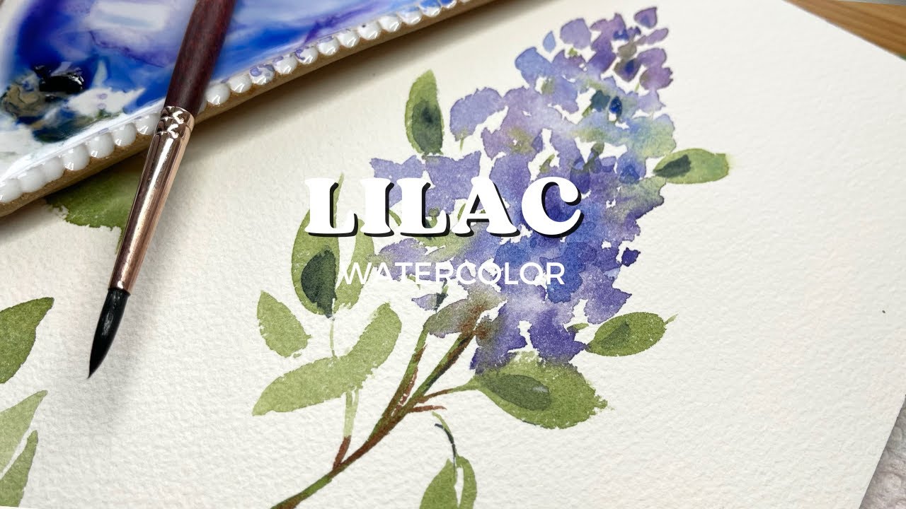Easy Watercolor Lilac Tutorial- Learn how to paint a simple lilac in watercolor in under 10 minutes