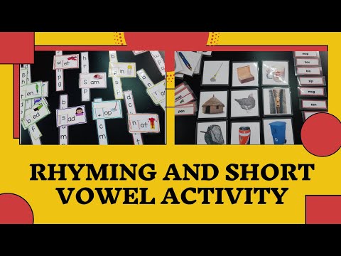 Rhyming words and short vowel activities and ideas for children| Kindergarten and Grade1