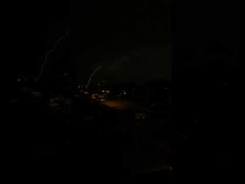 Lightning lights up the sky in Katy, Texas, during storms May 27, 2020