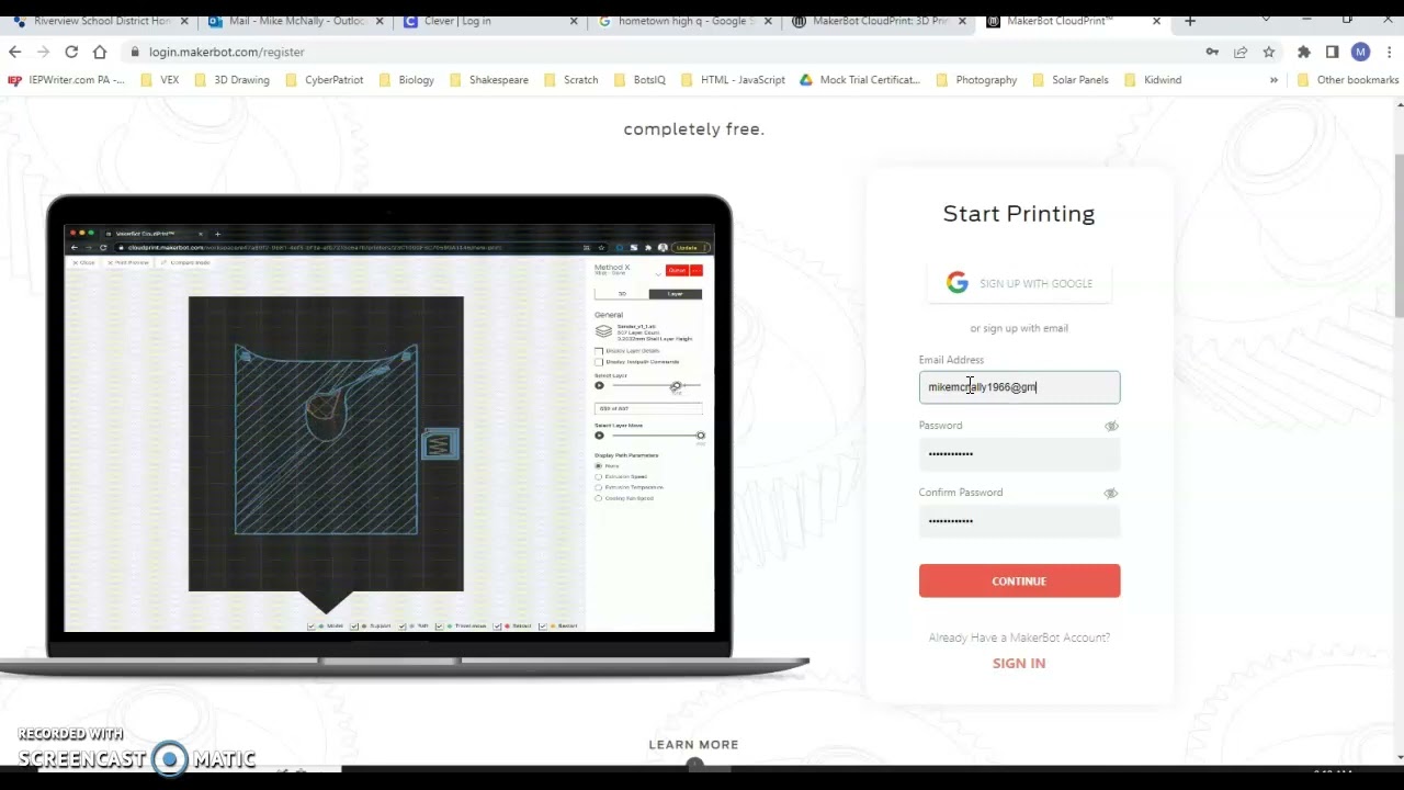 Makerbot - Create CloudPrint Account