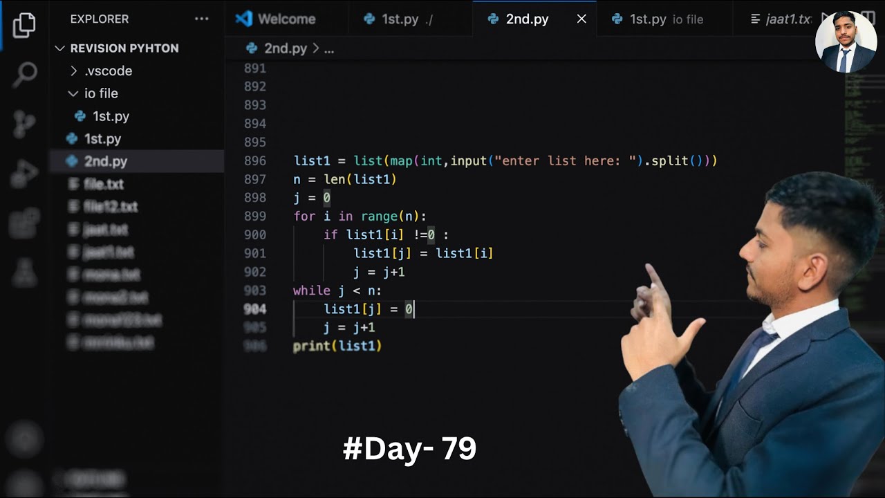 Python program to shift all the zero to the end of the list #100daysofcode #codeeveryday #viral