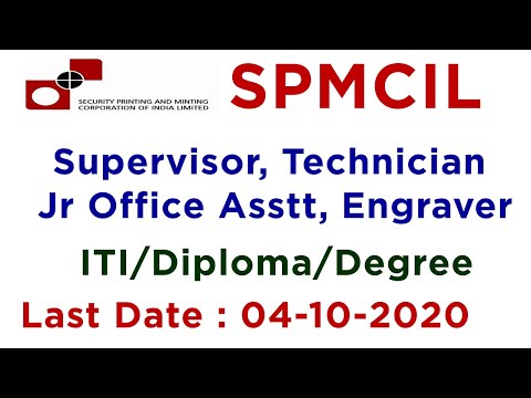 SPMCIL Recruitment 2020 -Supervisor, Technician, Jr Office Assistant, Engraver | SPMCIL Vacancy 2020