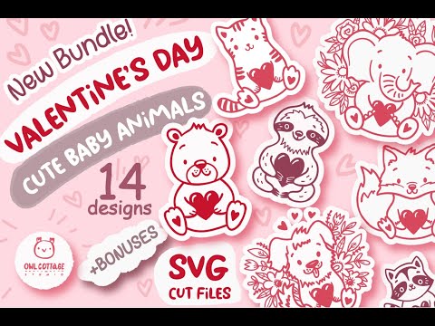 Valentine's Day SVG Bundle | Cute Baby Animals Clipart
