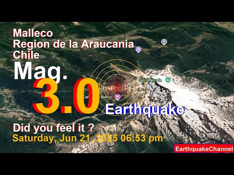 Malleco, 88 km East of Temuco, Cautin, Region de la Araucania, Chile Earthquake today now