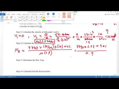 Fluid Power Friction Loss Calculation Step 2 Reynold's Number Example
