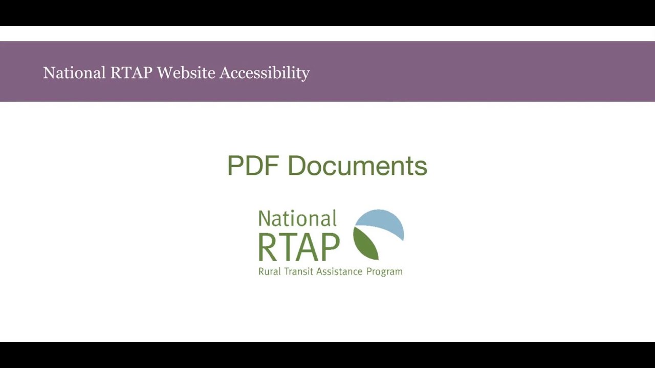 National RTAP Website Builder Accessibility Video - PDF Documents