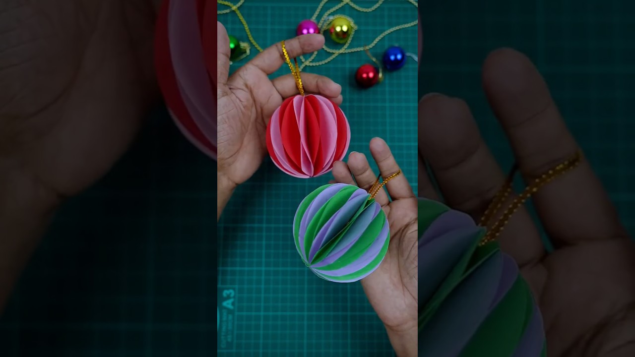 Watch how to make paper Christmas ball ornaments for home decorations❄️