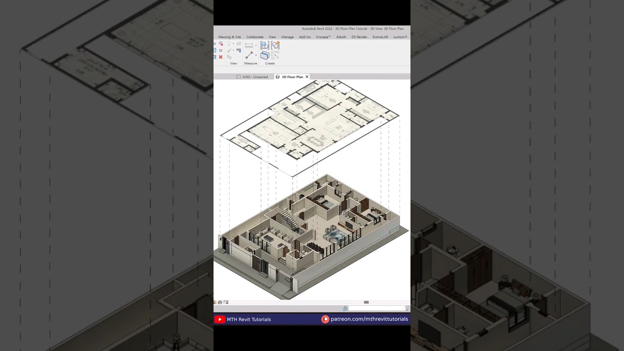 Revit Presentation Tutorial | 3D Floor Plan Rendering #revit #revittutorials #enscape