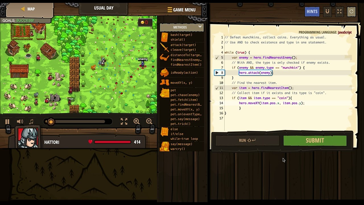 CodeCombat - Usual Day - JavaScript