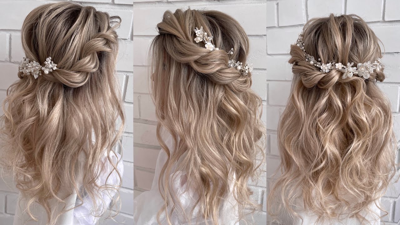 Wedding hairstyle. How to do half up half down hairstyle