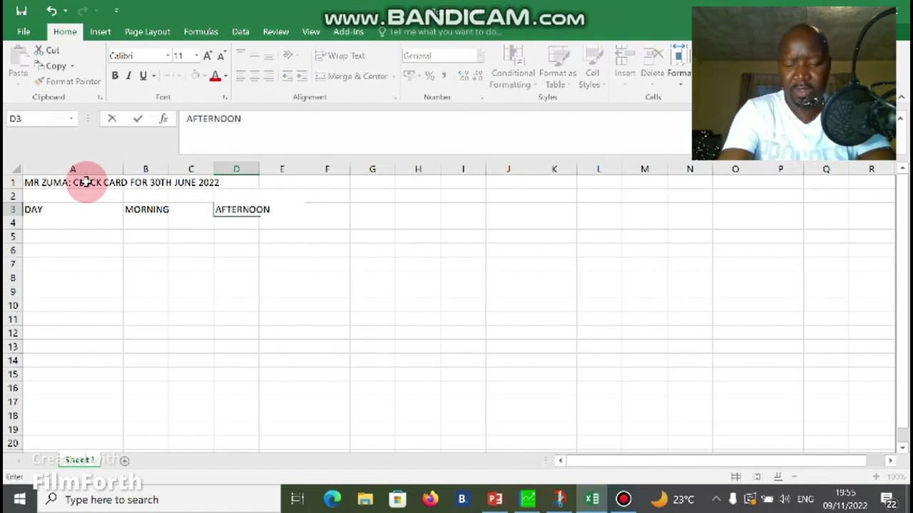 Computerized Financial Systems N5 & Computer Practice N5 CLOCK CARD SPREADSHEET, EXCEL PAYSLIP