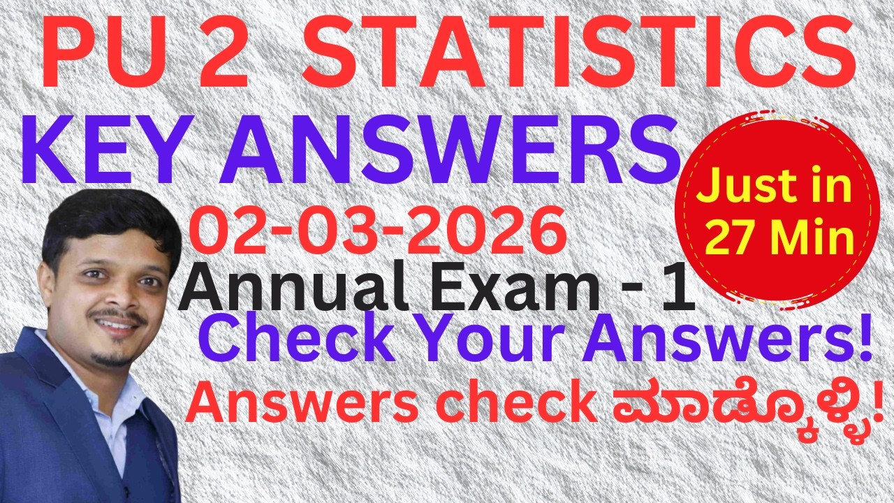 KEY ANSWERS | PU 2 STATISTICS 2026 | Annual Exam 1 #keyanswers #answers #statistics #parikshe #exam