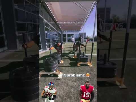 #49ers Wr Deebo Samuel Beats Ny Giants Rb Saquon Barkley In Race