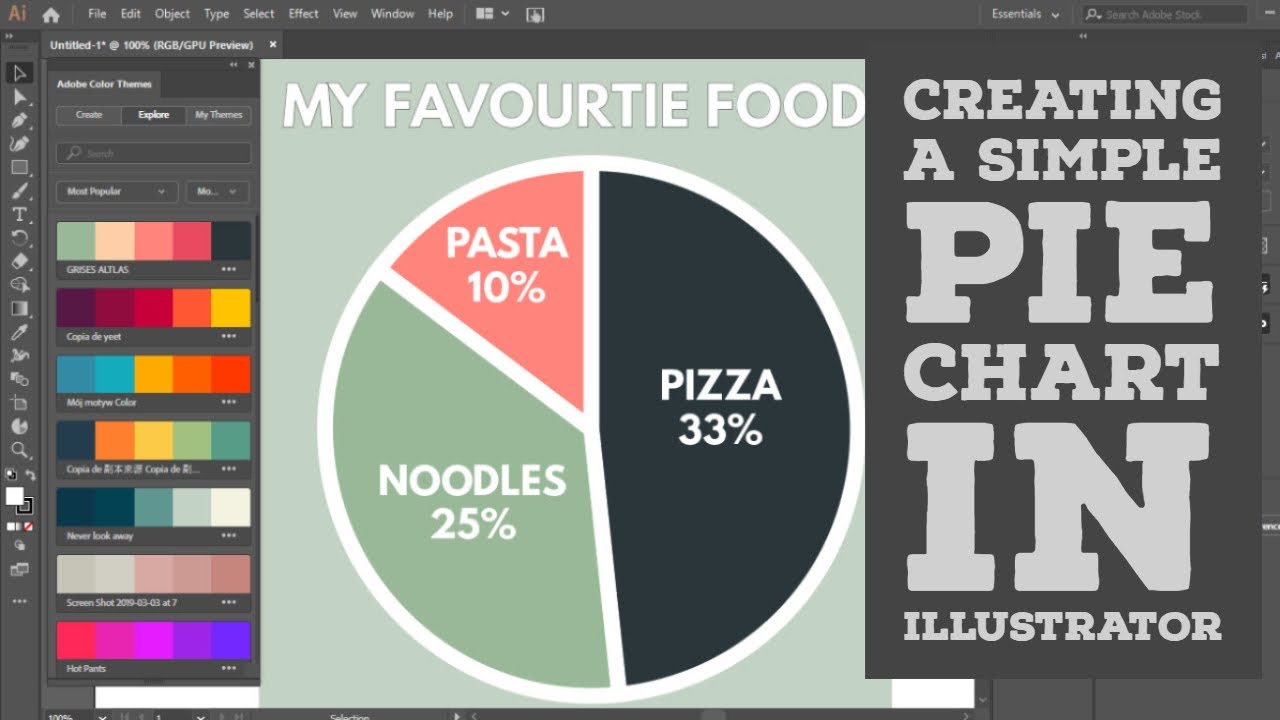 Creating a Simple PIE CHART using Adobe ILLUSTRATOR. Example of Info graphics