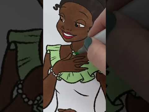 Disney Princess Tiana Coloring Book Page #coloring #disneyprincess #shorts #art