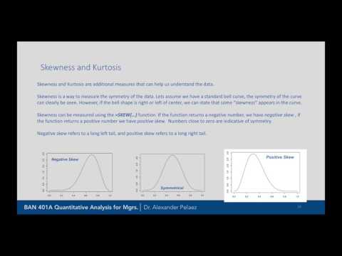 BAN 401 - Module 2.2.3 - Mean Absolute Deviation, Skewness , Kurtosis in Excel