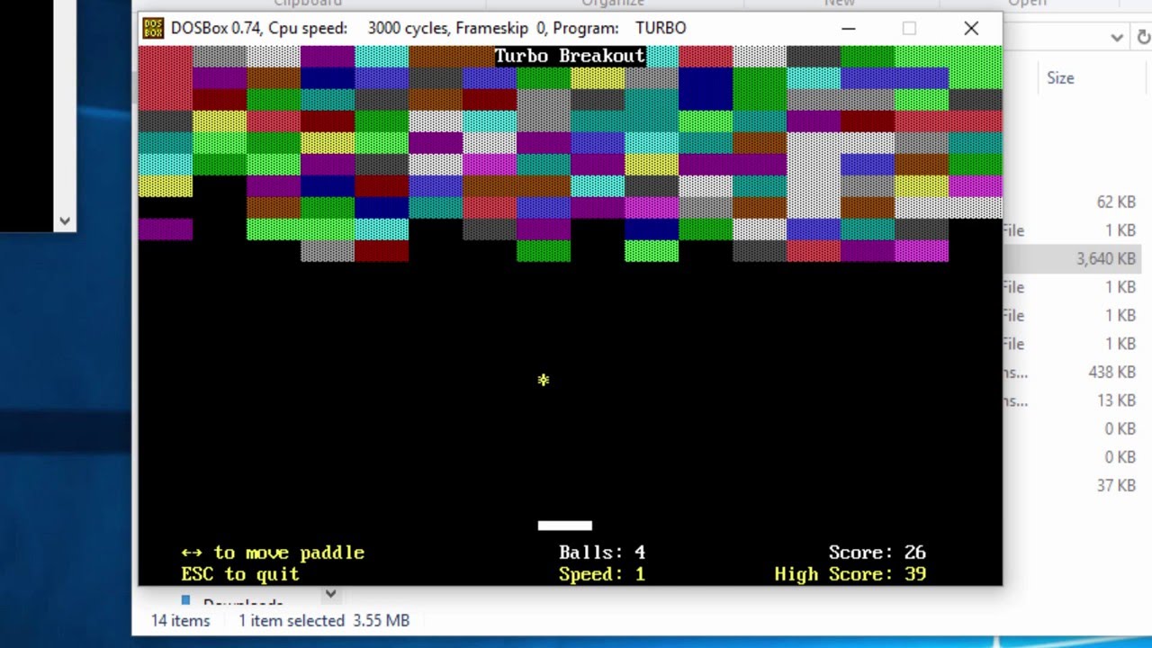 How to open Breakout in Turbo Pascal.