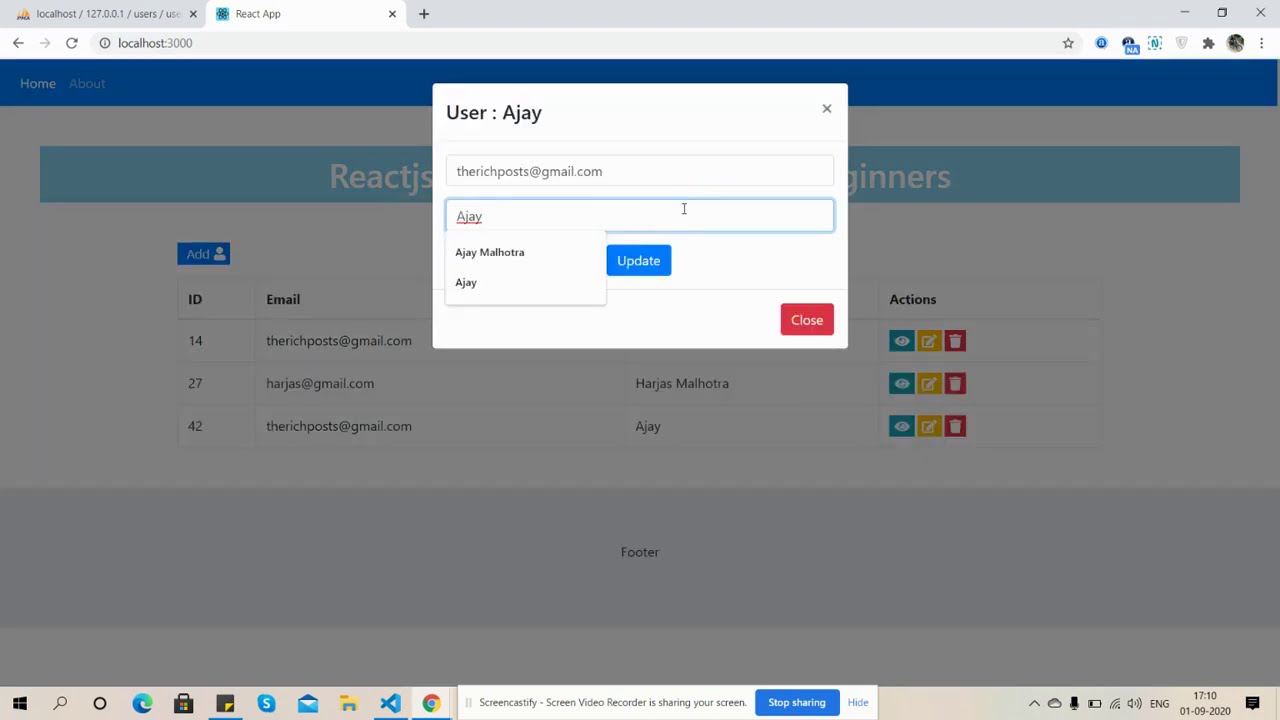 Reactjs Simple Crud Tutorial for Beginners - Update User