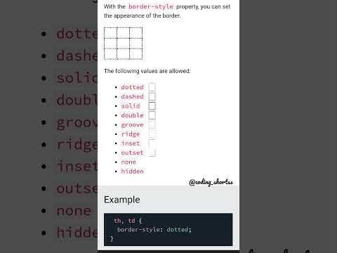 Border style | html table style #viral #shorts #short #shortvideo