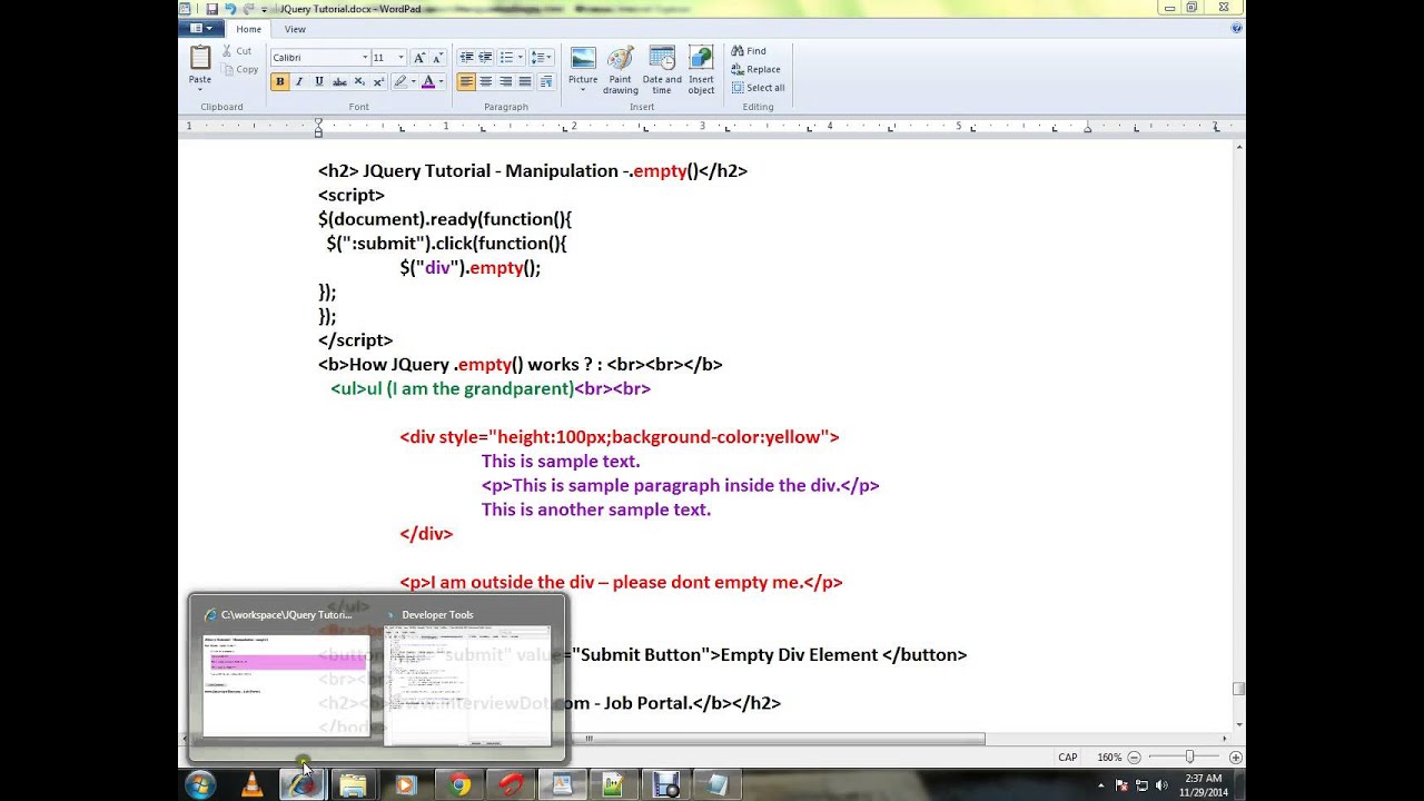 JQUERY EMPTY METHOD DEMO