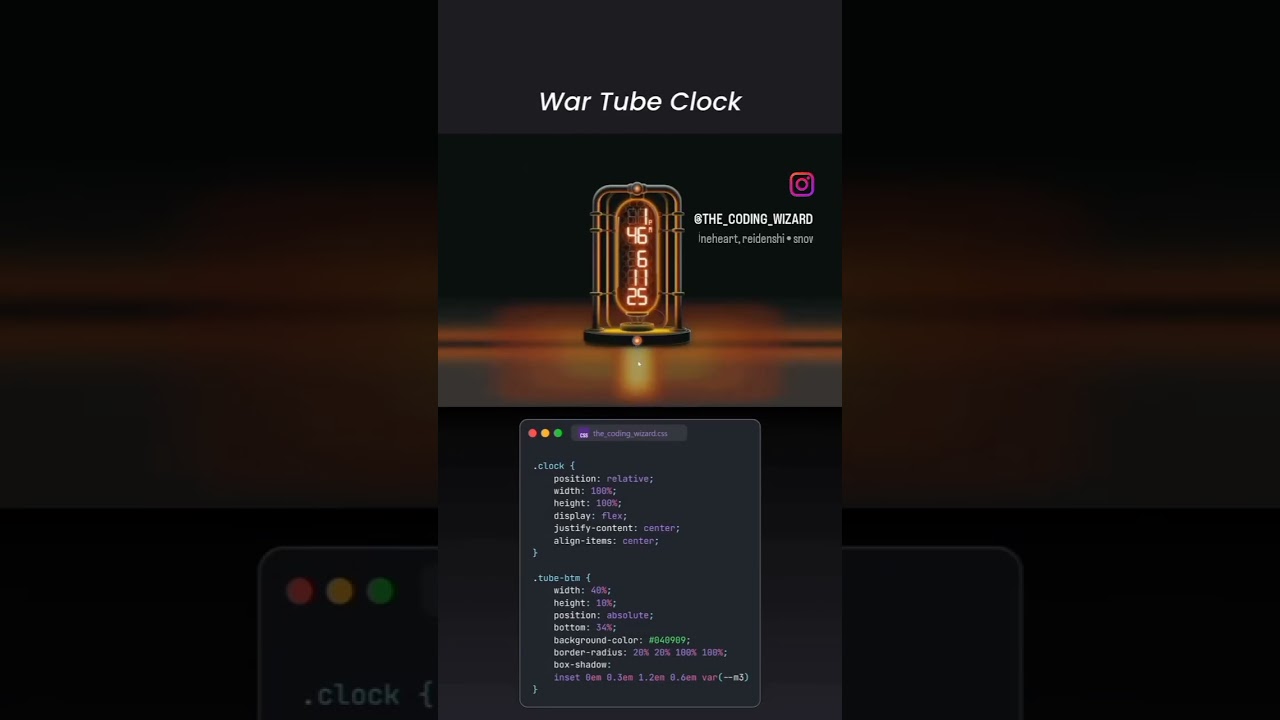 War Tube Clock Animation Using HTML, CSS & JavaScript 🕰️🔥| Futuristic Digital Clock UI #cssanimation