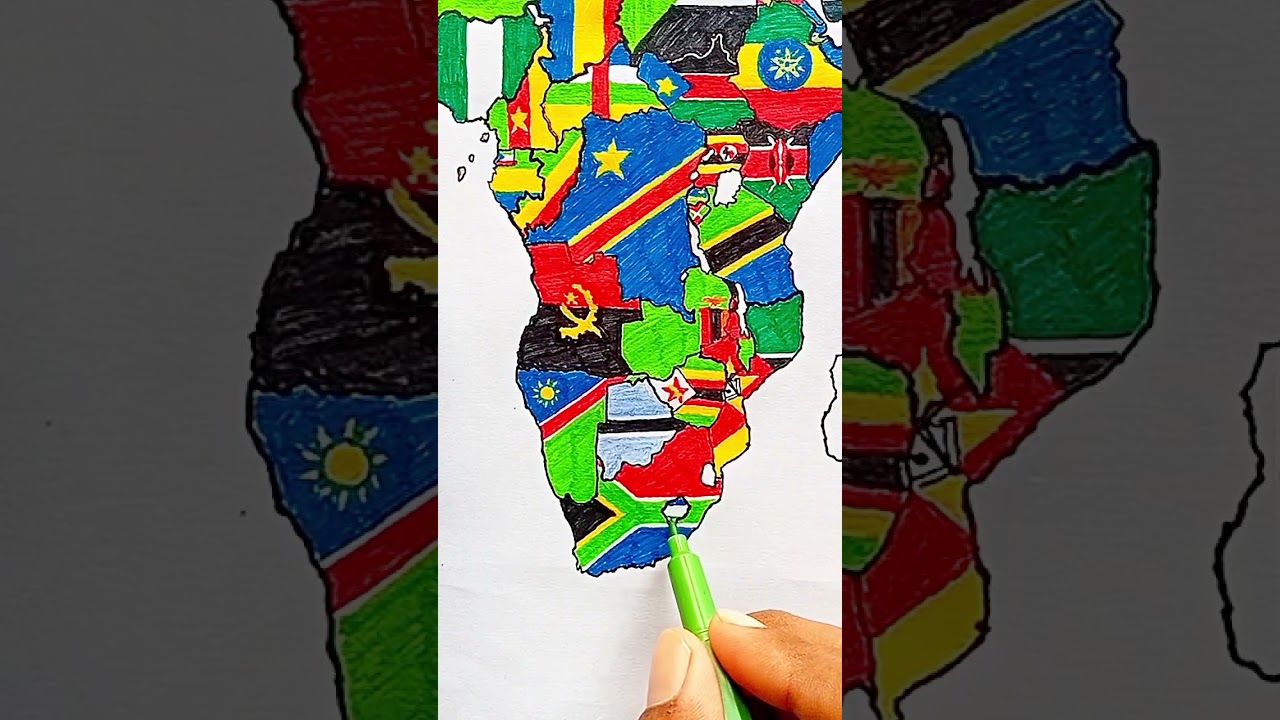 Draw Flag Map of Lesotho 🇱🇸 #lesotho