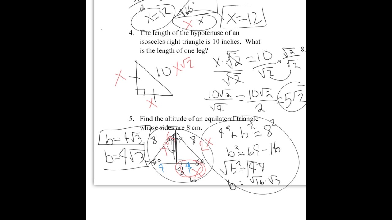 Right Triangles Test Review Page 1
