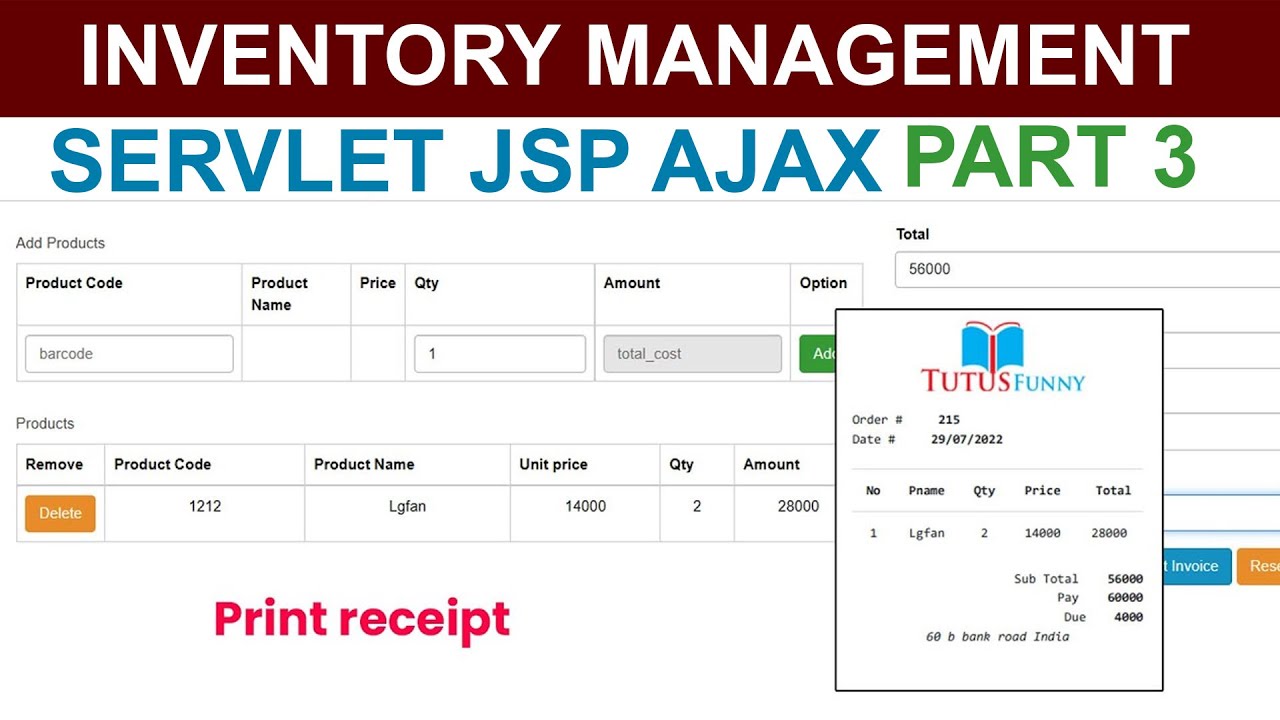 Inventory Management using Jsp Servlet Ajax Part 3