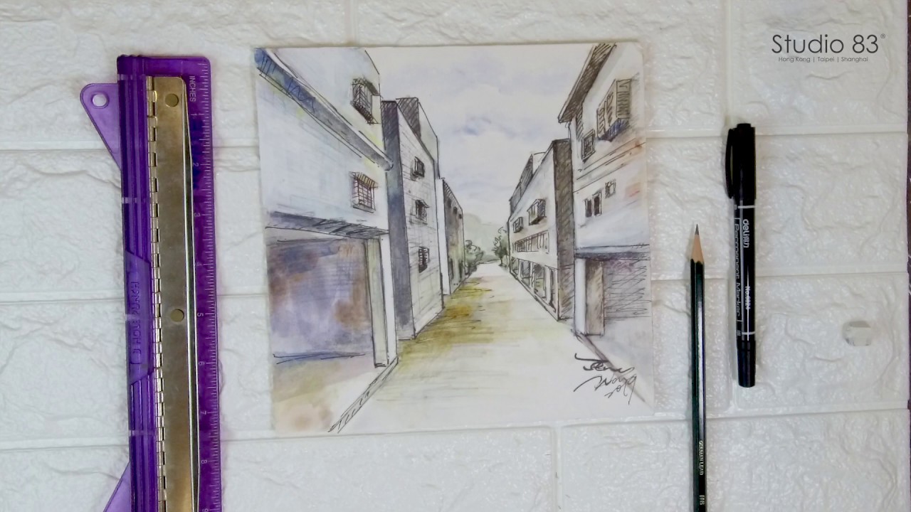 How to Draw One Point Perspective Watercolor Painting