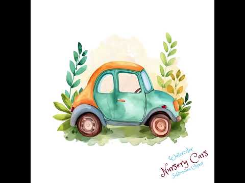 Watercolor Nursery Cars Sublimation Clipart