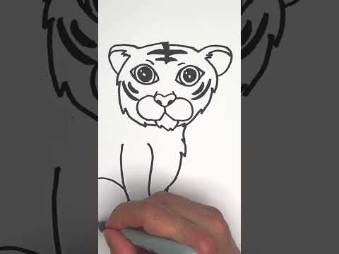 DRAWING FOR KIDS - How to draw a Cute Tiger Cartoon - Easy #shorts