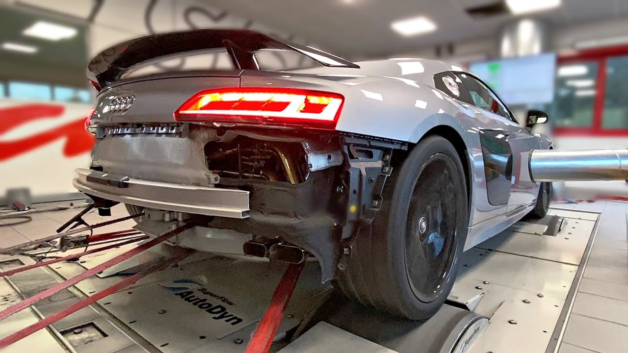 Tuned Audi R8 V10 Screams to the Rev Limiter on the Dyno - autoevolution