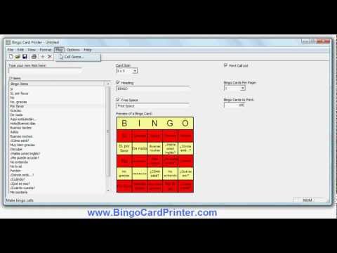 Spanish phrases Bingo Cards - how to create with the Bingo Card Maker by BingoCardPrinter.com