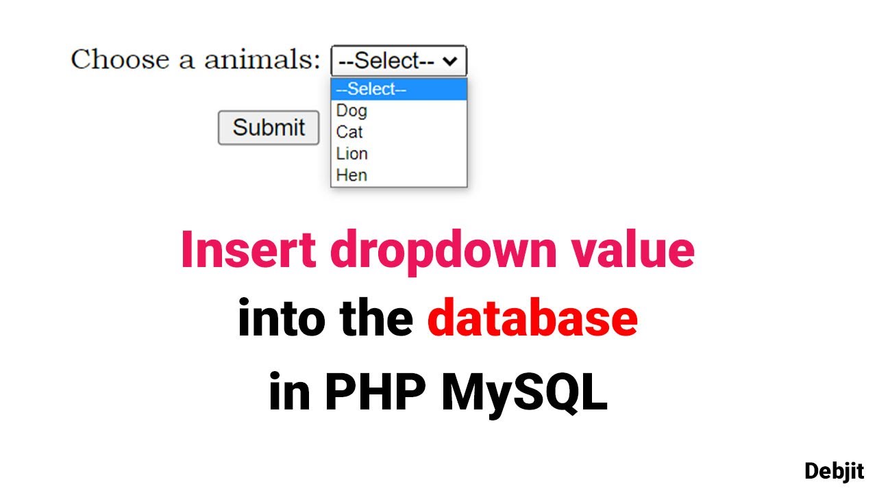 Insert dropdown value into the database in PHP MySQL || save dropdown value database in PHP