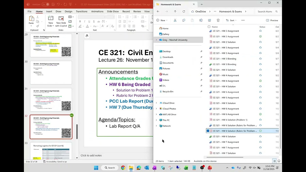 CE 321 Lecture 26:  PCC Lab Report Discussion (2025.11.18)
