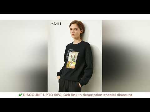 REVIEW Amii Minimalism Winter Sweatshirt For Women Casual Printed Thicken Pullover Tops Women's Hood