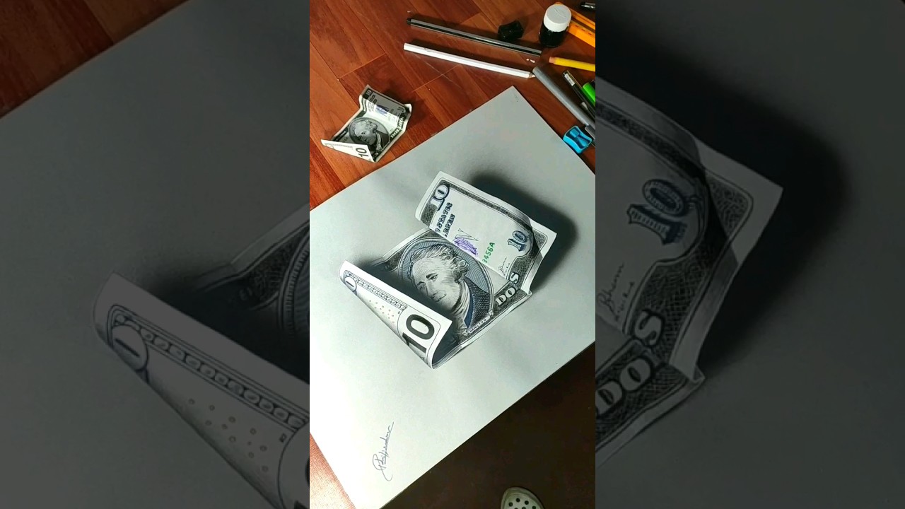 3D Art dollar 🤑💰#shorts #youtubeshorts #shortsart #art #artist #3dart #dollar #drawing #rahiljindran