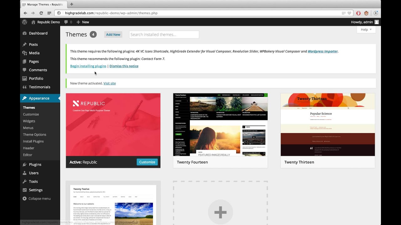 Republic WordPress Theme - Install from WordPress